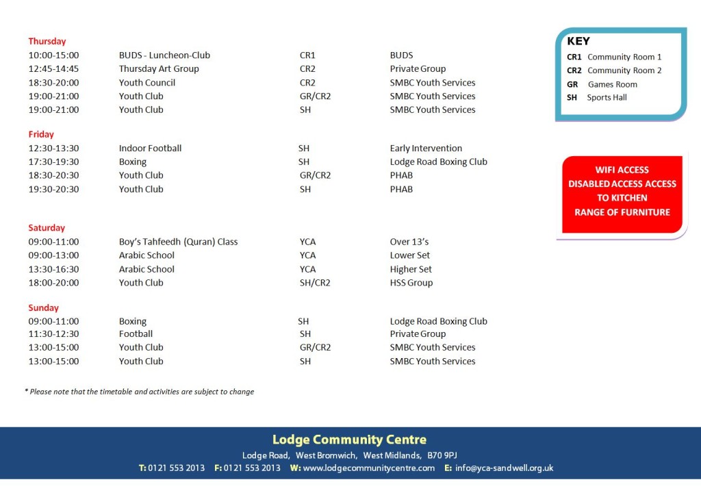 Timetable